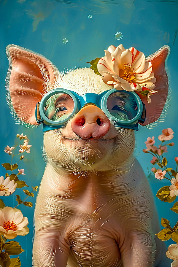 Pig Portrait Canvas Art Print | Spring Pig Art Wall Decor Exclusively From TheCuratedGoose.com ...