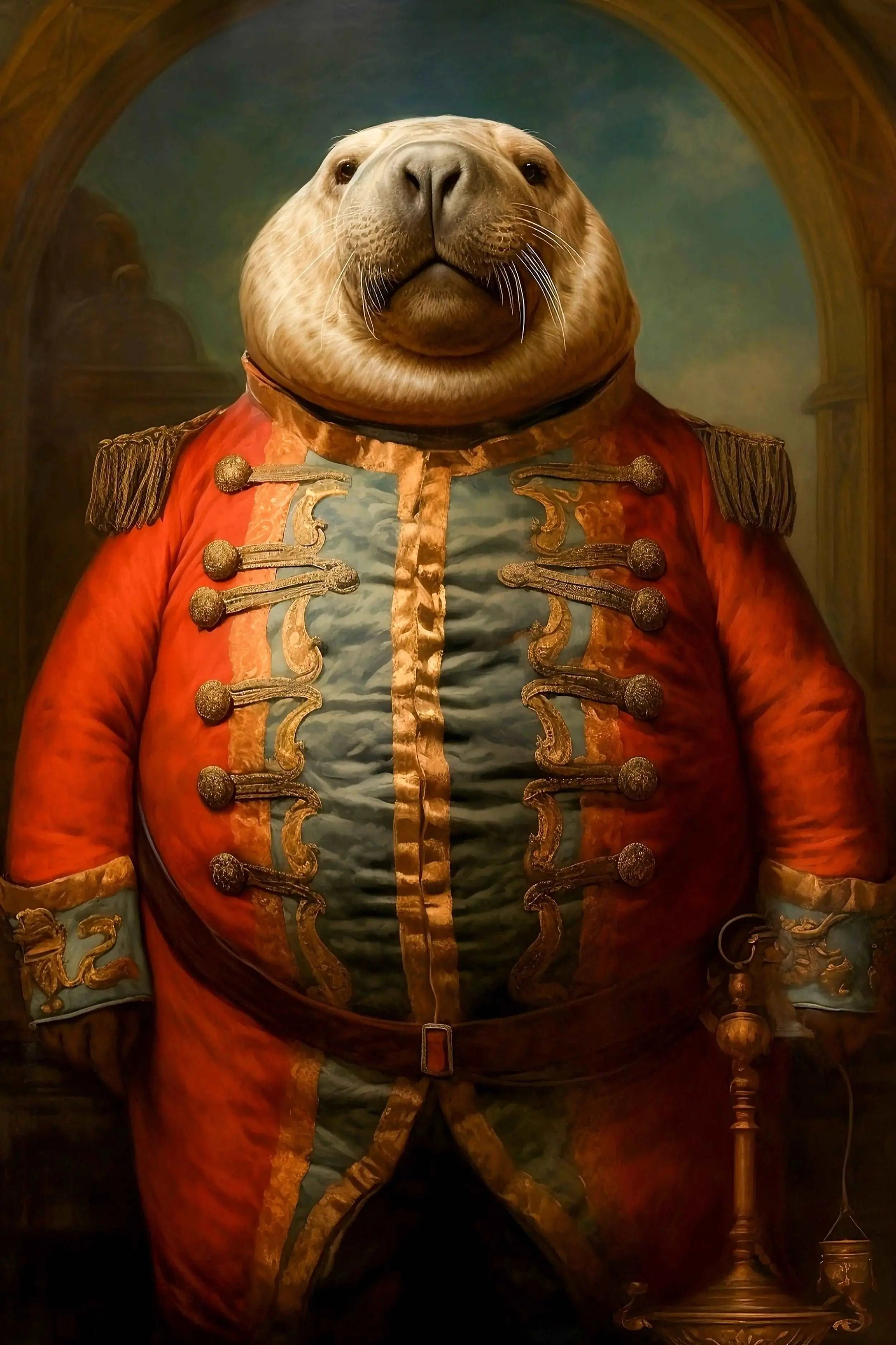 Renaissance Sea Lion Soldier Art Print | Funny Vintage Animal Home ...