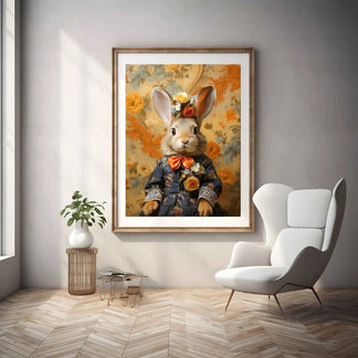 Victorian Bunny (Floral) Art Print- Gallery Ready Modern Art – The ...